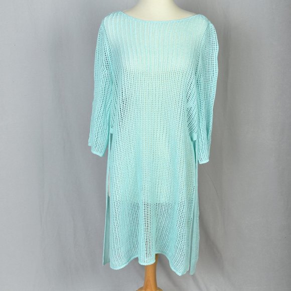Eileen Fisher | Swim | Eileen Fisher Open Waffle Knit Turquoise Cover ...